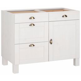 Home Affaire Unterschrank &raquo;Oslo&laquo; 100 cm breit, ohne Arbeitsplatte, 2 Schubk&auml;sten, 2 Ausz&uuml;ge beige Massivholz