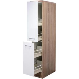 Flex-Well Apothekerschrank &raquo;Samoa&laquo; (B x H x T) 30 x 161 x 60 cm, mit 4 Ablagen Wei&szlig; / Sonoma Eiche Sonoma Eiche
