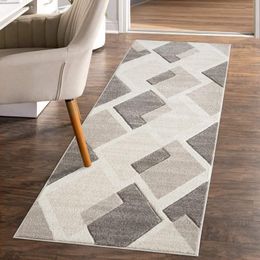 Carpet City Teppich &raquo;BONITO 7167&laquo; rechteckig 11 mm H&ouml;he L&auml;ufer, Flachflor, Hochtief-Muster/ 3D-Effekt, Geo-Muster, Wohnzimmer braun Obermaterial: 100% 