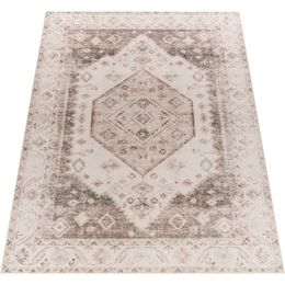 Paco Home Teppich &raquo;Cambridge 463&laquo; rechteckig 12 mm H&ouml;he Kurzflor, orientalisches Muster, Vintage Design Beige Obermaterial: 100% Polyester B : 80...