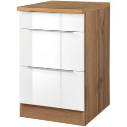 KOCHSTATION Unterschrank &raquo;KS-Brindisi&laquo; 50 cm breit, inklusive 2 gro&szlig;er Ausz&uuml;ge wei&szlig; Holzwerkstoff, MDF