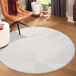 Carpet City Teppich »LOUNGE 0632« rund 15 mm Höhe Kurzflor-Teppich Modern, Hoch-Tief-Struktur, Wohnzimmer, Schlafzimmer Creme Obermaterial: 100%...