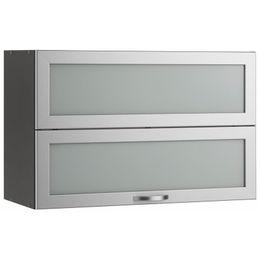 Wiho-K&uuml;chen WIHO K&Uuml;CHEN Faltlifth&auml;ngeschrank &raquo;Flexi&laquo; Front: Glast&uuml;r und aluffarbener Rahmen, Korpus: Anthrazit