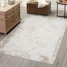 Carpet City Teppich &raquo;ANTIK215&laquo; rechteckig 10 mm H&ouml;he Kurzflor, 3D-Optik, Klassisch-Modern f&uuml;r Wohnzimmer, Schlafzimmer Creme Obermaterial: 100%...