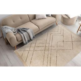 Kayoom Teppich &raquo;Mylen 425&laquo; rechteckig 20 mm H&ouml;he beige Baumwolle