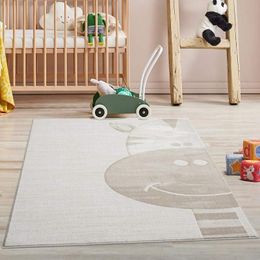 Carpet City Kinderteppich »MARA715« rechteckig 11 mm Höhe Kinderzimmer, Kurzflor, robust, Tiere, Spielzimmer Creme Obermaterial: 70% Polypropylen,...