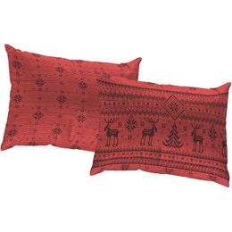 WIRTH Dekokissen »Romo« Kissenhülle ohne Füllung, 2 Stück rot + gemustert Bezug: 61% Baumwolle, 36% Polyester, 3% sonstige Fasern B/L: 40 cm x 60 cm