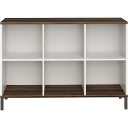 YUNY BY PAIDI Sideboard »LOVELY ALIV mit 6 offenen Fächern« B/H/T ca. 123x85x38cm, Off-White/Dark-Walnut, stabiles und langlebiges Regal in...