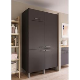 Optifit Pantryk&uuml;che &raquo;Lilly&laquo; Breite 120 cm, wahlweise mit E-Ger&auml;t K&uuml;che: grau + Front: anthrazit matt + Korpus: anthrazit + Arbeitsplatte:...