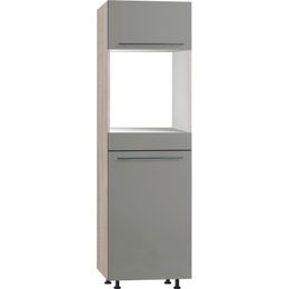 Optifit Backofen/K&uuml;hlumbauschrank &raquo;Bern&laquo; 60 cm breit, 212 cm hoch, mit h&ouml;henverstellbaren Stellf&uuml;&szlig;en basaltgrau/akaziefarben akaziefarben
