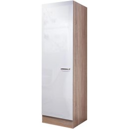 Flex-Well Seitenschrank &raquo;Florenz&laquo; (B x H x T) 50 x 200 x 57 cm, f&uuml;r viel Stauraum Hochglanz Wei&szlig; / Sonoma Eiche Sonoma Eiche