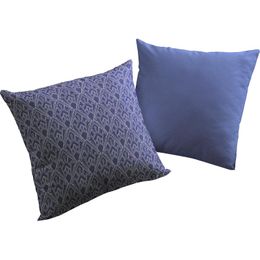 Adam Dekokissen &raquo;Urban Cactus&laquo; zertifizierter Bio-Baumwolle, Wendekissenh&uuml;lle ohne F&uuml;llung, 1 St&uuml;ck royalblau + Jaquard-Struktur gemustert...