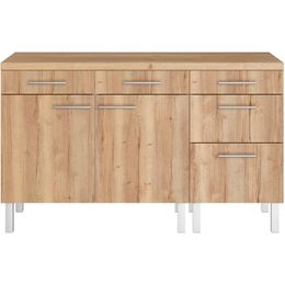 Optifit Pantryk&uuml;che &raquo;Lilly&laquo; Breite 150 cm K&uuml;che: natur + Front: wildeiche + Korpus: wildeichefarben + Arbeitsplatte: wildeichefarben