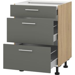 KOCHSTATION Herdumbauschrank &raquo;"KS-Scafa"&laquo; Breite 60 cm, mit zwei Ausz&uuml;gen und einem Schubkasten anthrazit/bergeiche bergeiche
