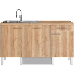 Optifit Pantryk&uuml;che &raquo;Lilly&laquo; Breite 160 cm, wahlweise mit E-Ger&auml;ten K&uuml;che: natur + Front: wildeiche + Korpus: wildeichefarben + Arbeitsplatte:...