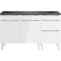 Optifit Pantryk&uuml;che &raquo;Lilly2&laquo; Breite 150 cm K&uuml;che: wei&szlig; + Front: wei&szlig; lackiert + Korpus: wei&szlig; + Arbeitsplatte: Black Stone