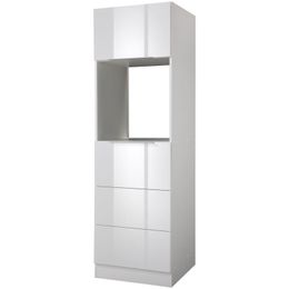 KOCHSTATION Backofen/K&uuml;hlumbauschrank &raquo;KS-Brindisi&laquo; 60 cm breit, 200 cm hoch wei&szlig; Hochglanz/wei&szlig;