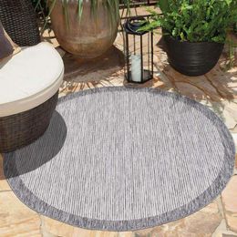 Carpet City Outdoorteppich &raquo;Outdoor 470&laquo; rund 5 mm H&ouml;he UV-best&auml;ndig, Flachgewebe, auch in quadratischer Form erh&auml;ltlich grau Obermaterial: 100%...