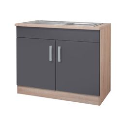 KOCHSTATION Sp&uuml;lenschrank &raquo;KS-Toronto, Breite 100 cm&laquo; grau Spanplatte