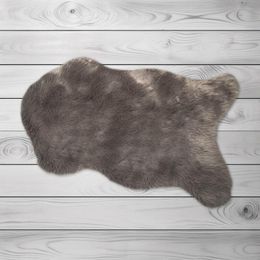 Kinzler Fellteppich &raquo;Kunstfell&laquo; fellf&ouml;rmig 30 mm H&ouml;he Uni-Farben, weich & flauschig, waschbar, ideal als Bettvorleger taupe Obermaterial: 100%...