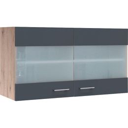 Flex-Well Glash&auml;ngeschrank &raquo;Morena&laquo; (B x H x T) 100 x 54, 8 x 32 cm, mit Stollenglast&uuml;ren Basaltgrau / San Remo Eiche San Remo Eiche