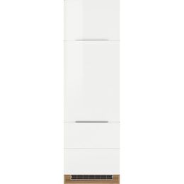 KOCHSTATION K&uuml;hlumbauschrank &raquo;KS-Brindisi&laquo; 60 cm breit, 200 cm hoch, hochwertige MDF Fronten wei&szlig; MDF