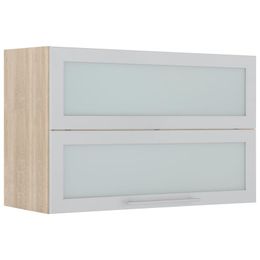 Wiho-K&uuml;chen WIHO K&Uuml;CHEN Faltlifth&auml;ngeschrank &raquo;Flexi2&laquo; Breite 90 cm Front: Glast&uuml;r und aluffarbener Rahmen, Korpus: Sonoma Eiche