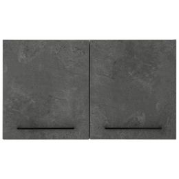 KOCHSTATION H&auml;ngeschrank &raquo;KS-Tulsa&laquo; 100 cm breit, 57 cm hoch, 2 T&uuml;ren, schwarzer Metallgriff, MDF Front betonfarben dunkel grafit