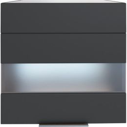 KOCHSTATION Hängeschrank »KS-Luhe« 60 cm breit, hochwertige MDF-Fronten mit Glaseinsatz grau Matt/grafit graphit