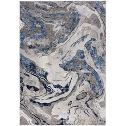 FLAIR RUGS Teppich &raquo;Marbled&laquo; rechteckig 12 mm H&ouml;he dezenter Glanz, mehrfarbig, modernes Marmor-Design blau Kunstfaser