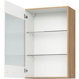 KOCHSTATION Glash&auml;ngeschrank &raquo;KS-Trea OG60-90&laquo; inklusive zwei Glaseinlegeb&ouml;den, Breite 60 cm, H&ouml;he 90 cm magnolie/eiche astig eiche astig