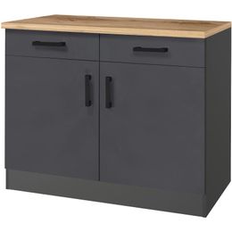 KOCHSTATION Unterschrank &raquo;KS-Toronto, Breite 100 cm&laquo; schwarz Spanplatte