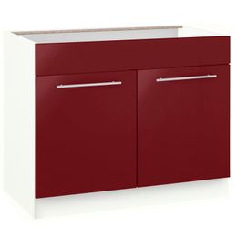 Wiho-K&uuml;chen WIHO K&Uuml;CHEN Sp&uuml;lenschrank &raquo;Flexi2&laquo; Breite 100 cm Front: Rot Glanz, Korpus: Wei&szlig;