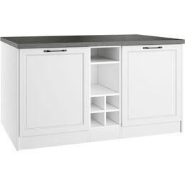 KOCHSTATION K&uuml;cheninsel &raquo;KS-Lani, Breite 153 cm, mit Flaschenregal&laquo; MDF-Fronten, Arbeitsplatte 38mm stark K&uuml;che: wei&szlig; + Front: matt wei&szlig; +...