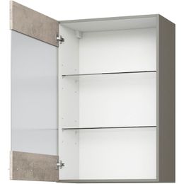 KOCHSTATION Glash&auml;ngeschrank &raquo;KS-Trea OG60-90&laquo; inklusive zwei Glaseinlegeb&ouml;den, Breite 60 cm, H&ouml;he 90 cm betonfarben hell/anthrazit anthrazit