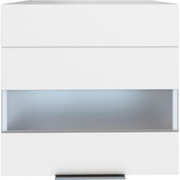 KOCHSTATION H&auml;ngeschrank &raquo;KS-Luhe&laquo; 60 cm breit, hochwertige MDF-Fronten mit Glaseinsatz wei&szlig; Matt/wei&szlig; wei&szlig;