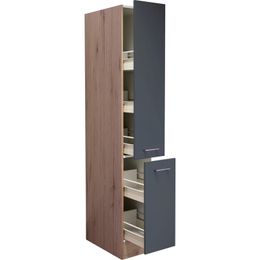 Flex-Well Apothekerschrank &raquo;Morena&laquo; (B x H x T) 30 x 200 x 57 cm, mit 5 Ablagen Basaltgrau / San Remo Eiche San Remo Eiche