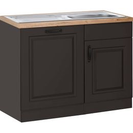 Wiho-Küchen WIHO KÜCHEN Spülenschrank »Erla« 110 cm breit, inkl. Tür/Sockel für Geschirrspüler Front: Kassette Anthrazit, Korpus: Anthrazit, Arbeitsplatte:...