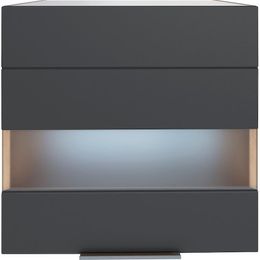 KOCHSTATION H&auml;ngeschrank &raquo;KS-Luhe&laquo; 60 cm breit, hochwertige MDF-Fronten mit Glaseinsatz grau Matt/wotaneichefarben wotaneiche