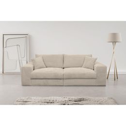 WERK2 Big-Sofa »Rozzana Mega Sofa mit viel Platz, aktuelle Bezüge. Breite 246cm« mit losen Rückenkissen Creme