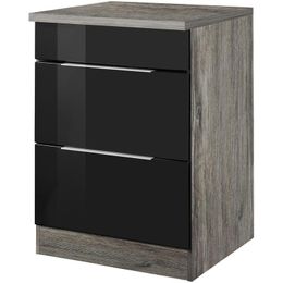 KOCHSTATION Kochfeldumbauschrank &raquo;KS-Brindisi&laquo; 60 cm breit, f&uuml;r autarkes Kochfeld schwarz Holzwerkstoff, MDF