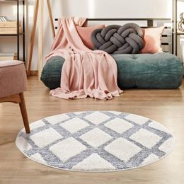 Carpet City Hochflor-Teppich »Focus 4497« rund 20 mm Höhe Boho-Teppich, Hochtief-Muster/ 3D-Effekt, für Wohnzimmer, Schlafzimmer grau Obermaterial:...