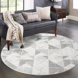 Carpet City Teppich &raquo;ANTIK231&laquo; rund 10 mm H&ouml;he Kurzflor, 3D-Optik, Klassisch-Modern f&uuml;r Wohnzimmer, Schlafzimmer Grau Obermaterial: 100% Polyester...