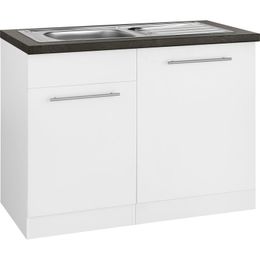 Wiho-Küchen WIHO KÜCHEN Spülenschrank »Unna« 110 cm breit, inkl. Tür/Sockel/Griff für Geschirrspüler Front und Korpus: weiß, Arbeitsplatte: Granit Schwarz