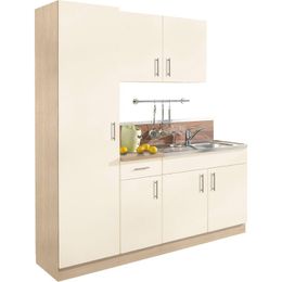 Wiho-K&uuml;chen WIHO K&Uuml;CHEN K&uuml;che &raquo;Kiel&laquo; Breite 190 cm mit 28 mm starker Arbeitsplatte, Tiefe 50 cm K&uuml;che: gelb + Front: Magnolia + Korpus: Sonoma eichefarben +...
