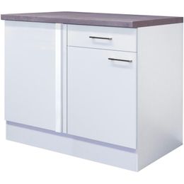 Flex-Well Eckunterschrank &raquo;Kopenhagen&laquo; (B x H x T) 110 x 86 x 60 cm Wei&szlig; matt / Beton grau Wei&szlig;