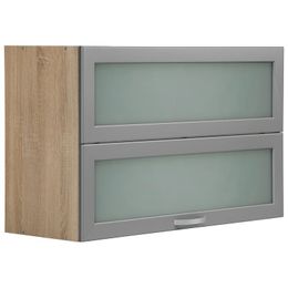 Wiho-K&uuml;chen WIHO K&Uuml;CHEN Faltlifth&auml;ngeschrank &raquo;Flexi&laquo; Front: Glast&uuml;r und aluffarbener Rahmen, Korpus: Sonoma Eiche