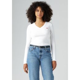 Levi's LEVI'S Langarmshirt &raquo;ESSENTIAL HM LS VNECK&laquo; mit Logo Stickerei WHITE + S (36) S (36) Langarmshirt ESSENTIAL HM LS VNECK von Levi's