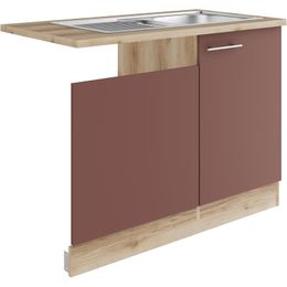 Optifit Spülenschrank »Bella« Breite 110 cm, für teilintegrierten Geschirrspüler rostrot/wildeiche-wildeiche wildeiche