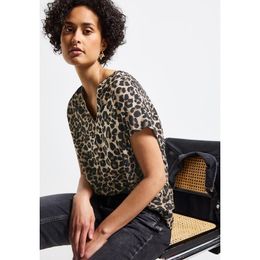 Street One Kurzarmbluse mit Leoparden Muster Black 46 46 Bluse von Street One